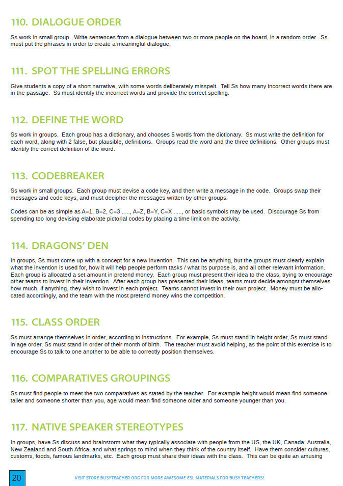 300 MORE Warmers, Fillers and Ice-Breakers for Teachers – The Busy ...